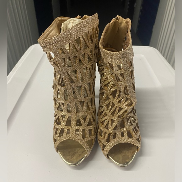Shoes | Sparkly Caged Bootie Heel Size 8 12 | Poshmark